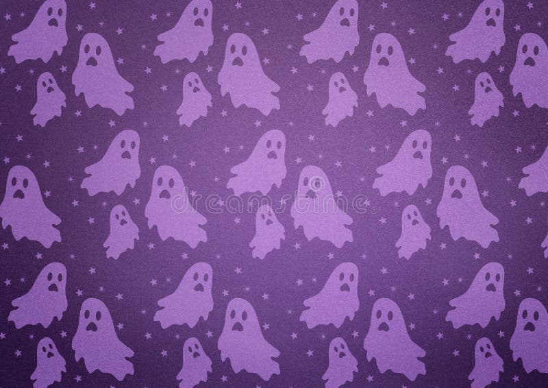 Dark Ghost Halloween Pattern on Purple Background Stock Illustration ...