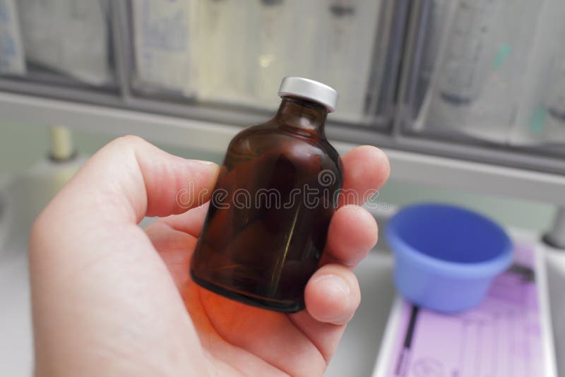 Selective Focus of Glycerin Glass Bottle in a White Laboratory ...