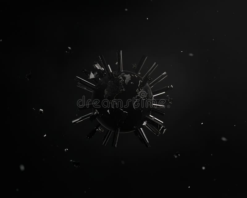 Dark Global Abstract Sphere Shattered Design Elements 3d Art Black ...