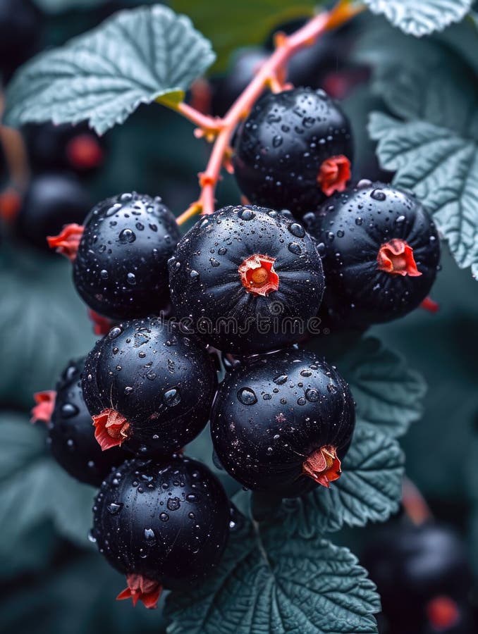 Dark, Glossy Blackcurrants Clustered, Bursting with Rich Hues, a Visual ...