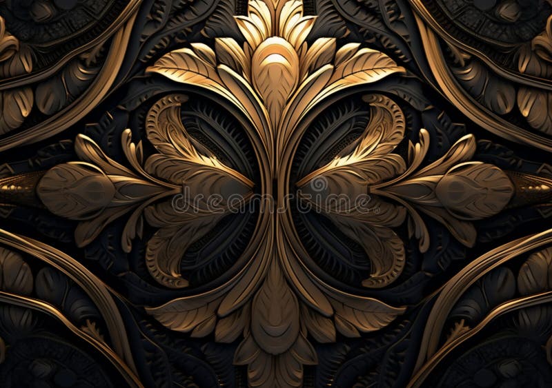 Gold Decorative Pattern with Pattern Black and Gold Generative a Stock ...