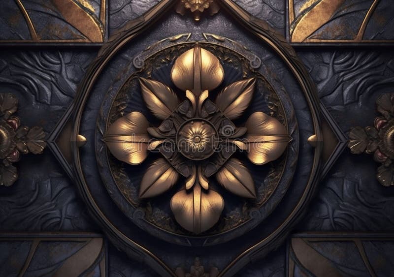 Gold Decorative Pattern with Pattern Black and Gold Generative a Stock ...