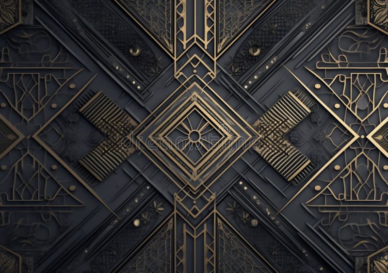 Gold Decorative Pattern with Pattern Black and Gold Generative a Stock ...