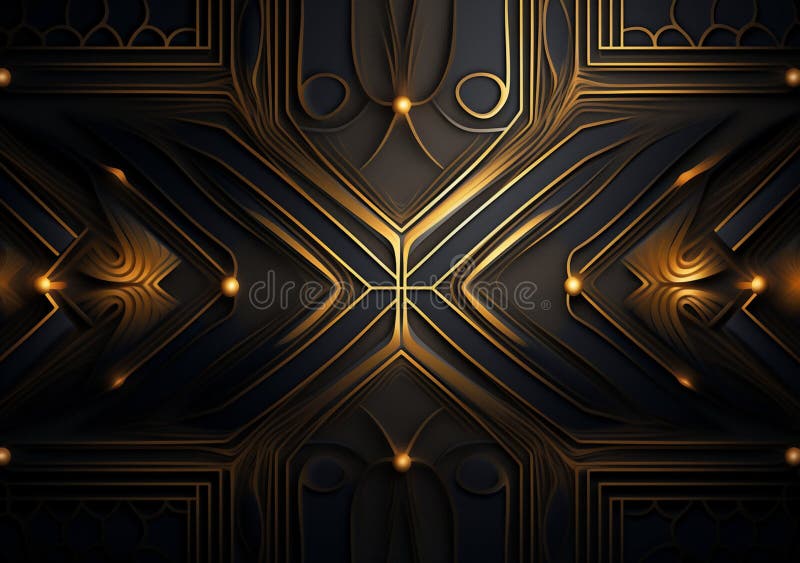 Gold Decorative Pattern with Pattern Black and Gold Generative a Stock ...