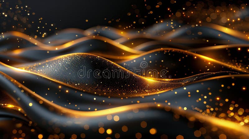 Dark and Gold Background with Lights Stock Photo - Image of glowing ...