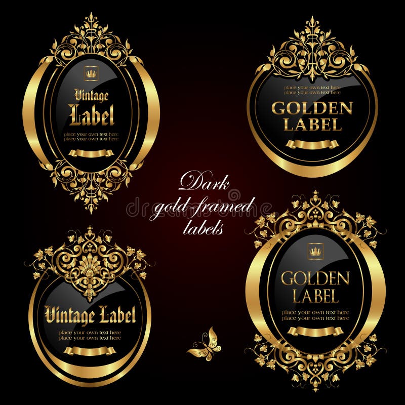 Dark Gold-framed and Decorated Labels - Vector Design Stock Vector ...