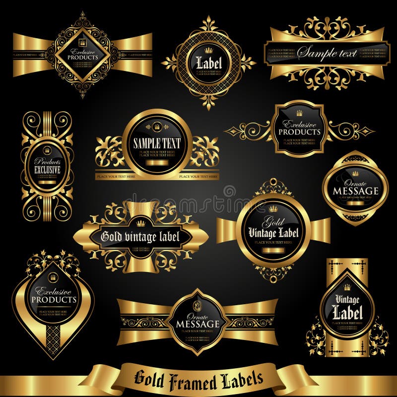 Gold framed labels stock vector. Illustration of luxurious - 57807421