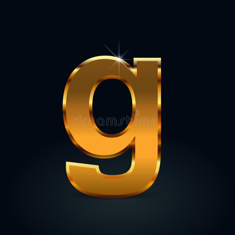 Dark Gold Vector Letter G Lowercase Isolated on Black Background Stock ...