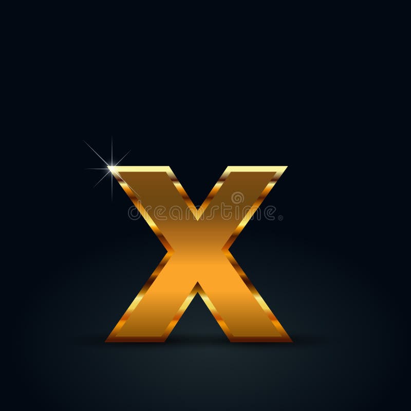 Dark Gold Vector Letter X Lowercase Isolated on Black Background Stock ...