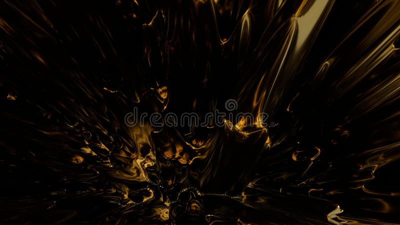 Dark Golden Abstraction with Splashes of Liquid Gold. Dark Yellow ...