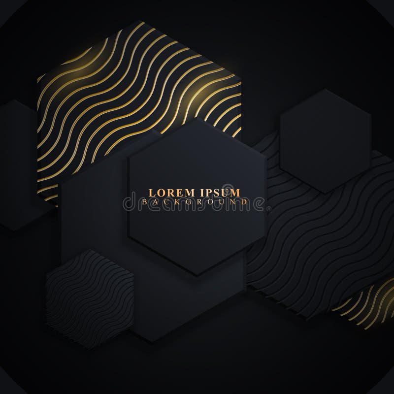Dark and Golden Geometric Hexagonal Shape Overlapping Background Stock Vector - Illustration of ...