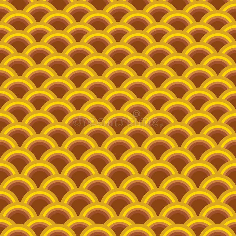 Dark Golden Seamless Pattern Wave Water or Fish Scales. Illustration ...