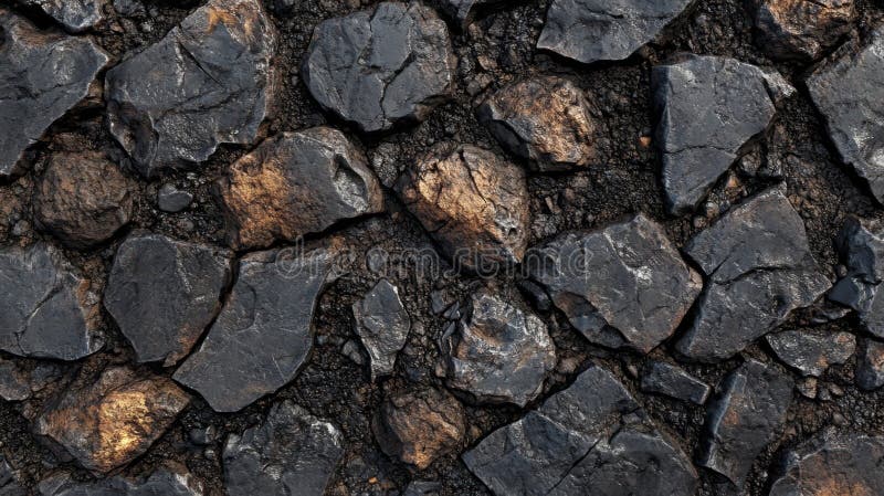 Dark and Golden Stones Form a Rugged Texture Stock Illustration ...
