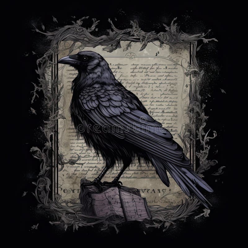 Dark Goth Raven Tshirt Print Stock Illustration - Illustration of ...