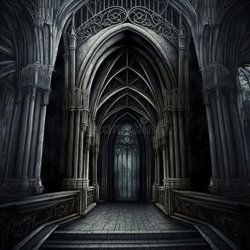 Dark gothic architecture stock illustration. Illustration of futuristic ...
