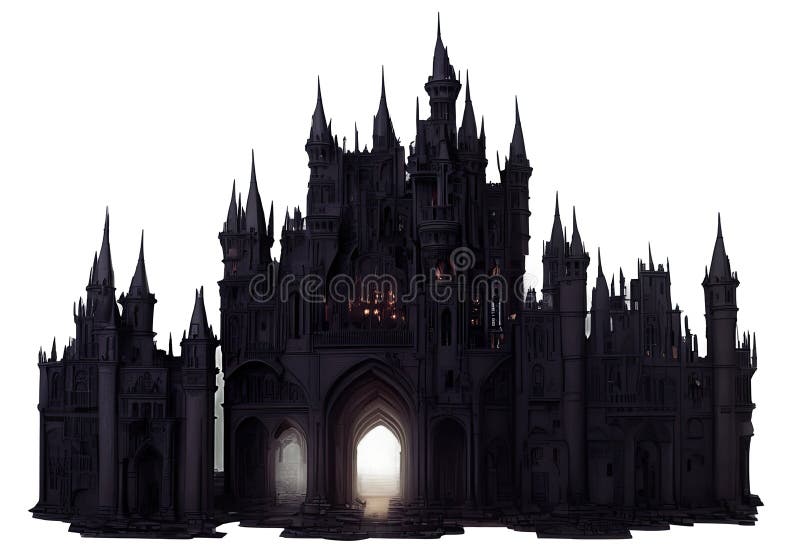 Dark Gothic Castle with Gate. Isolated Transparent Background Stock ...