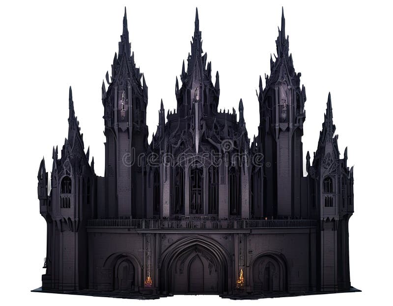 Dark Gothic Castle with Gate. Isolated Transparent Background Stock ...