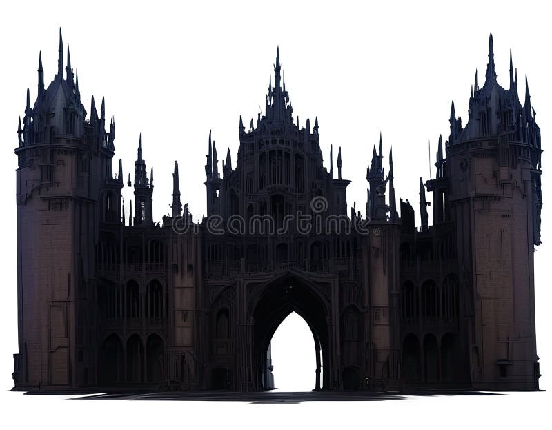 Dark Gothic Castle with Gate. Isolated Transparent Background Stock ...