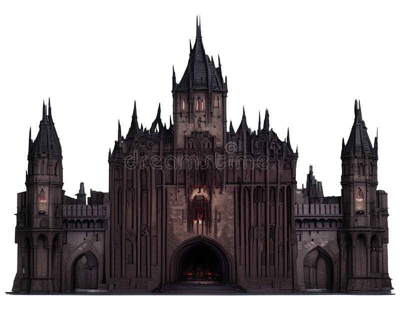 Dark Gothic Castle with Gate. Isolated Transparent Background Stock ...