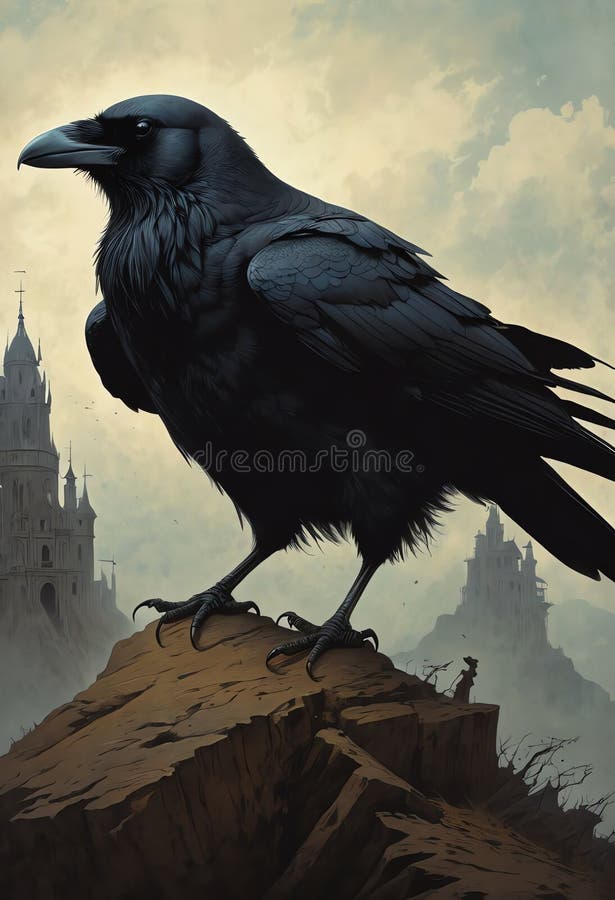 Dark Gothic Crow Illustration Stock Illustration - Illustration of ...
