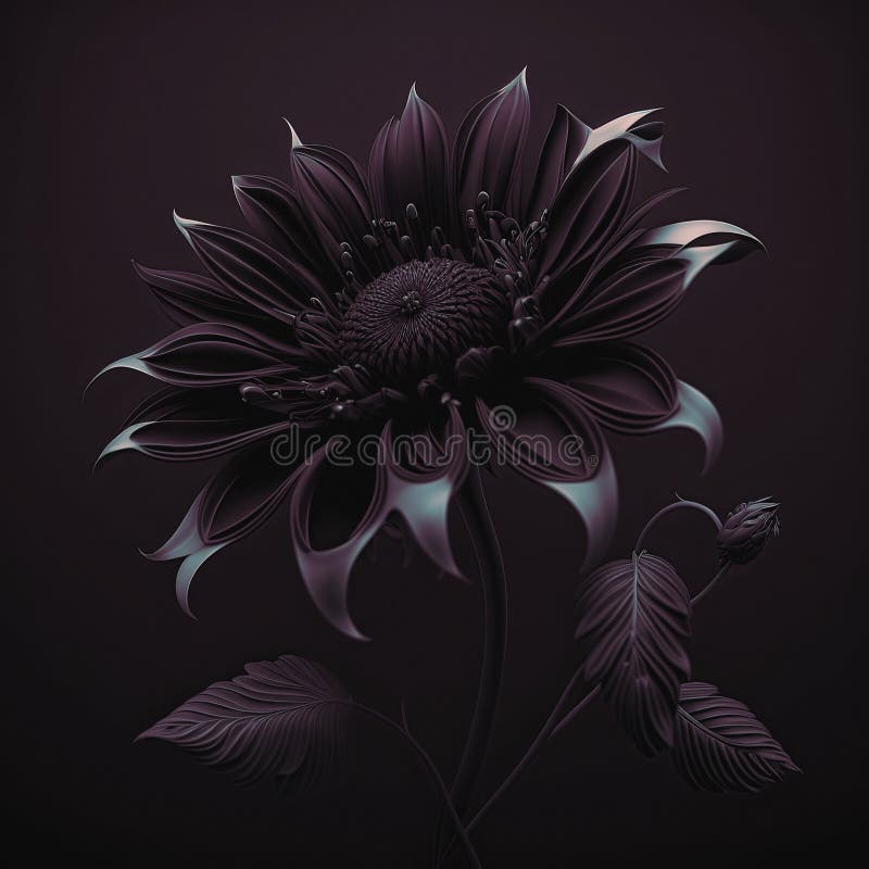 Beautiful black flower. stock illustration. Illustration of black ...
