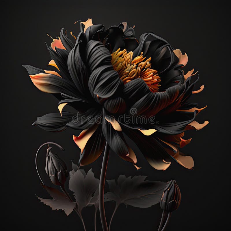 Beautiful black flower. stock illustration. Illustration of close ...