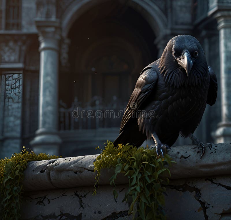 Dark Gothic Raven Generative Ai Stock Illustration - Illustration of ...