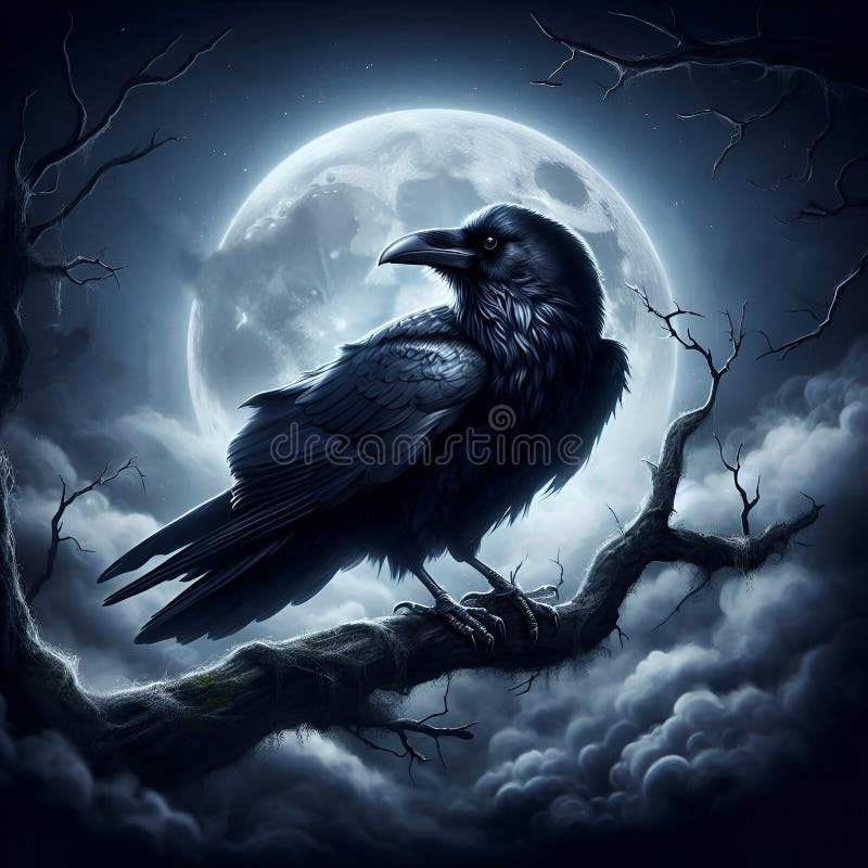 Dark Gothic Raven Generative Ai Stock Illustration - Illustration of ...