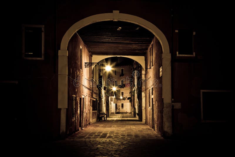 Dark alley in Venice stock image. Image of town, passage - 3623877