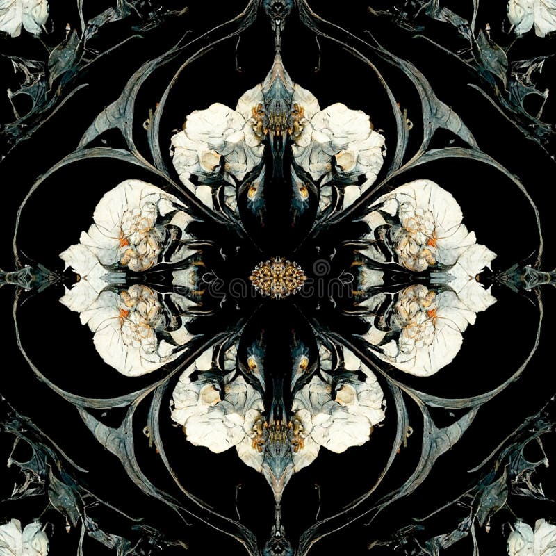 Dark Gothic Seamless Pattern with Floral Elements, a Mystical and ...