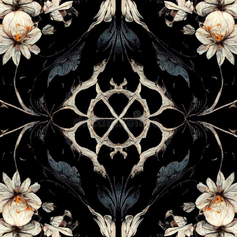 Dark Gothic Seamless Pattern with Floral Elements, a Mystical and ...