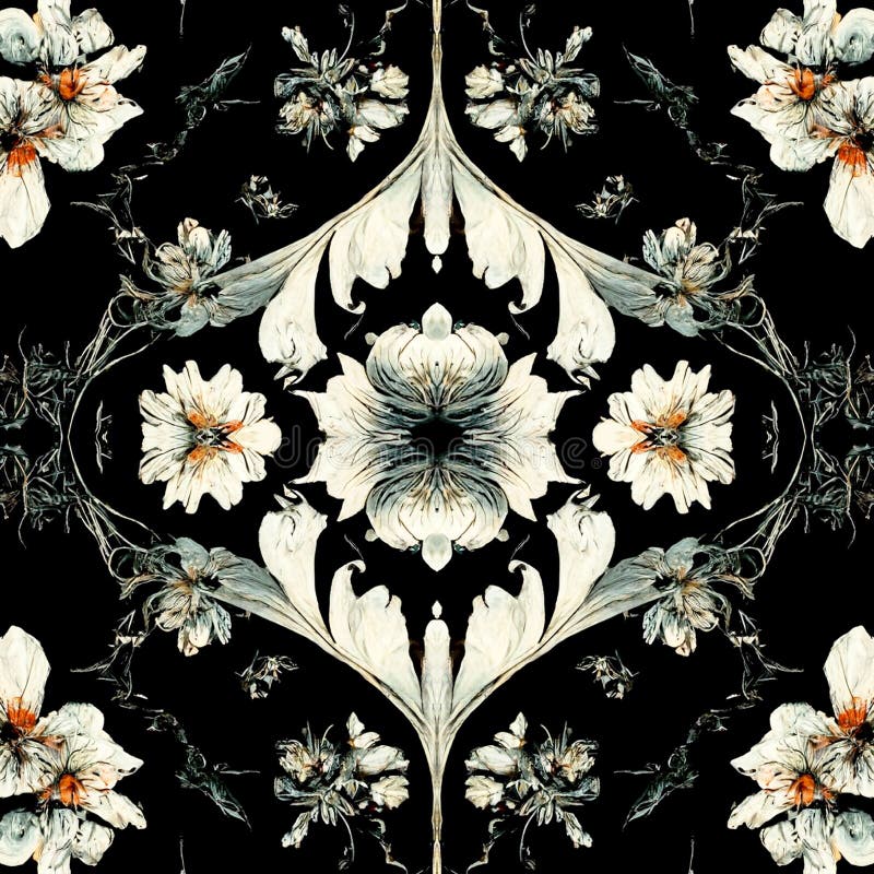 Dark Gothic Seamless Pattern with Floral Elements, a Mystical and ...