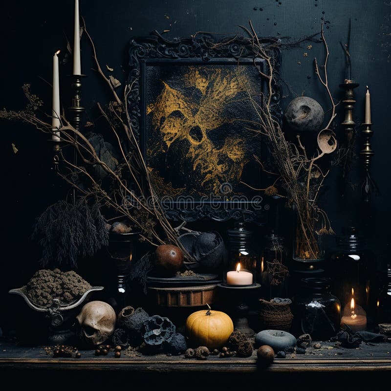 Dark, Gothic Style Interior Design Stock Illustration - Illustration of ...