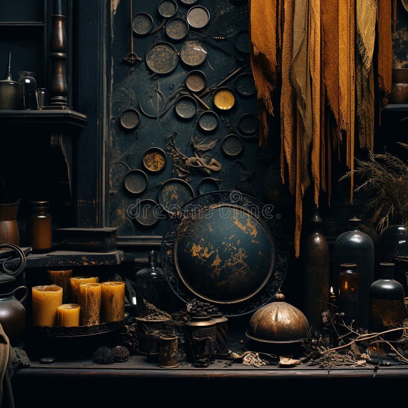 Dark, Gothic Style Interior Design Stock Illustration - Illustration of ...