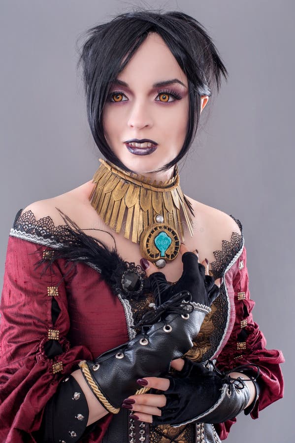 Scary Vampire Devil Biting Young Woman. Medieval Gothic Nightmare ...