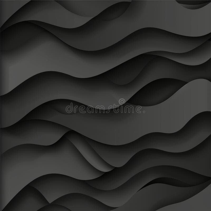 Dark Gray Abstract Wavy Background with Layered, Flowing 3D Shapes for ...