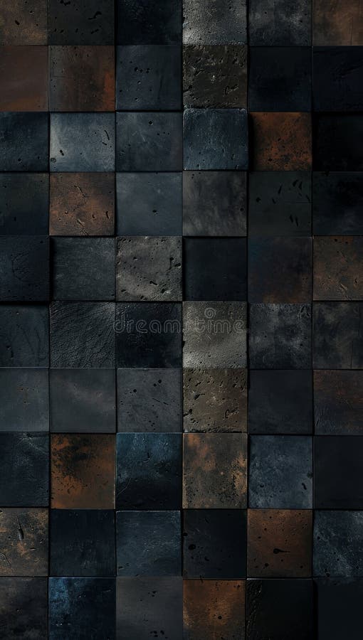 Dark Gray Background with Textured Squares in Various Shades of Rust ...
