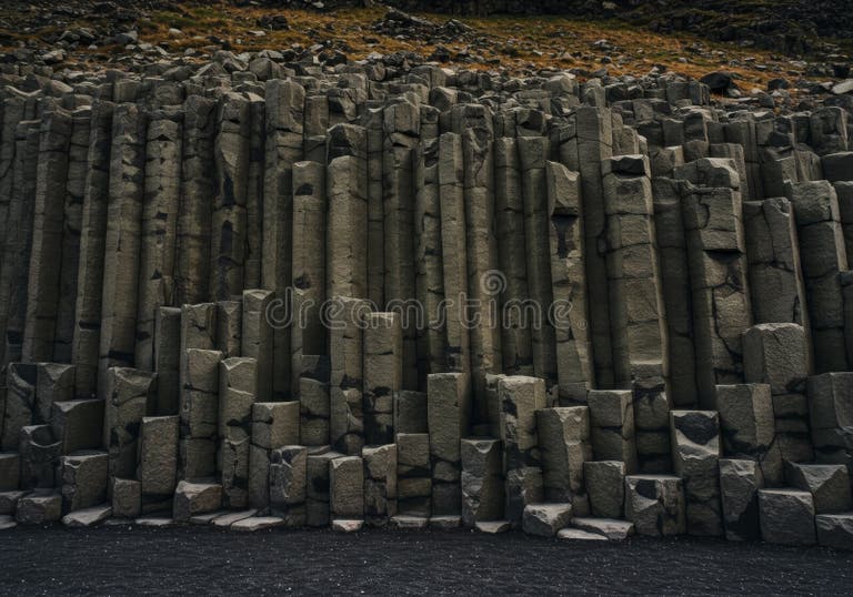 Dark Gray Basalt Columns Natural Rock Formation Stock Illustration ...