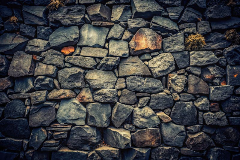 Dark Gray Basalt Rock Wall Banner Vintage Texture for Dark Design ...