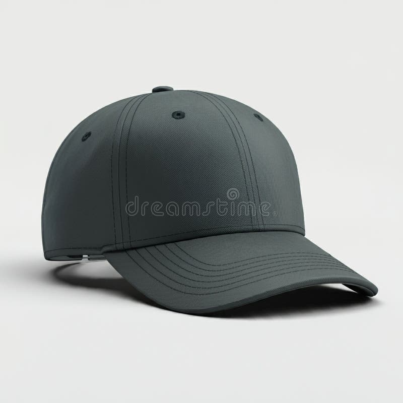 Dark Gray Baseball Cap with Smooth Fabric. Features Include a Curved ...