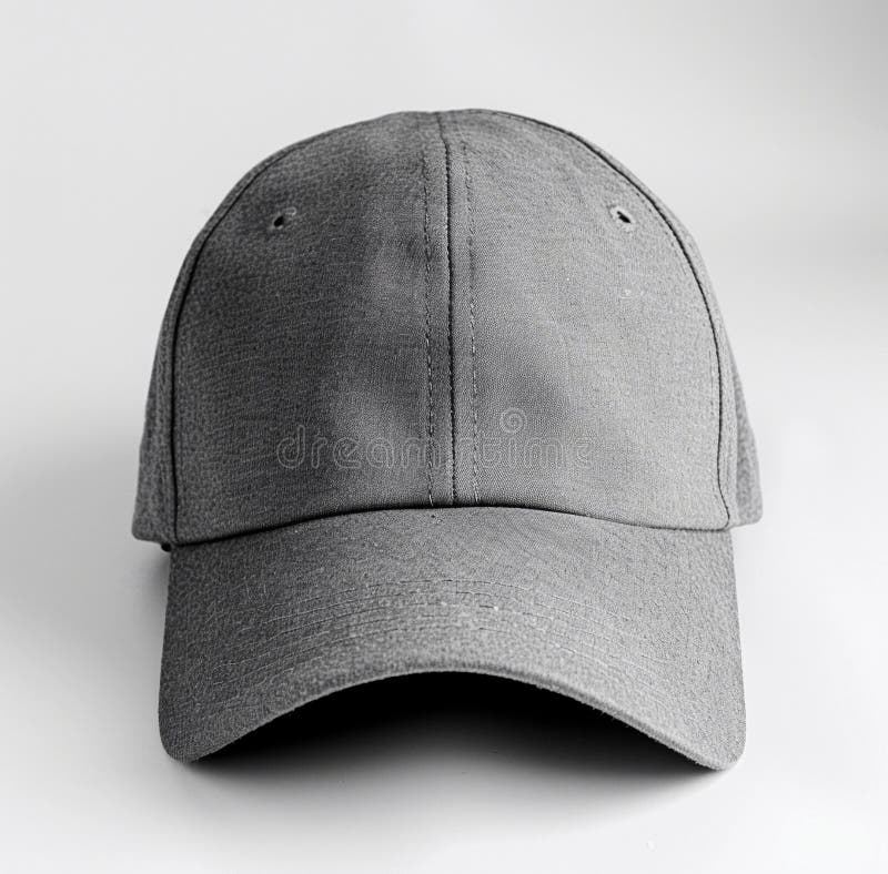 Dark Gray Cap on a White Background, Smooth Fabric, Mockup, Front View ...