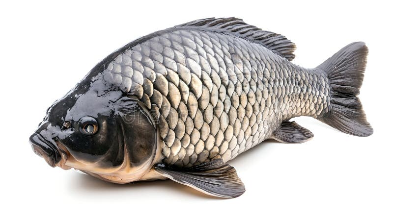 Dark Gray Carp Fish on White Background Stock Illustration ...