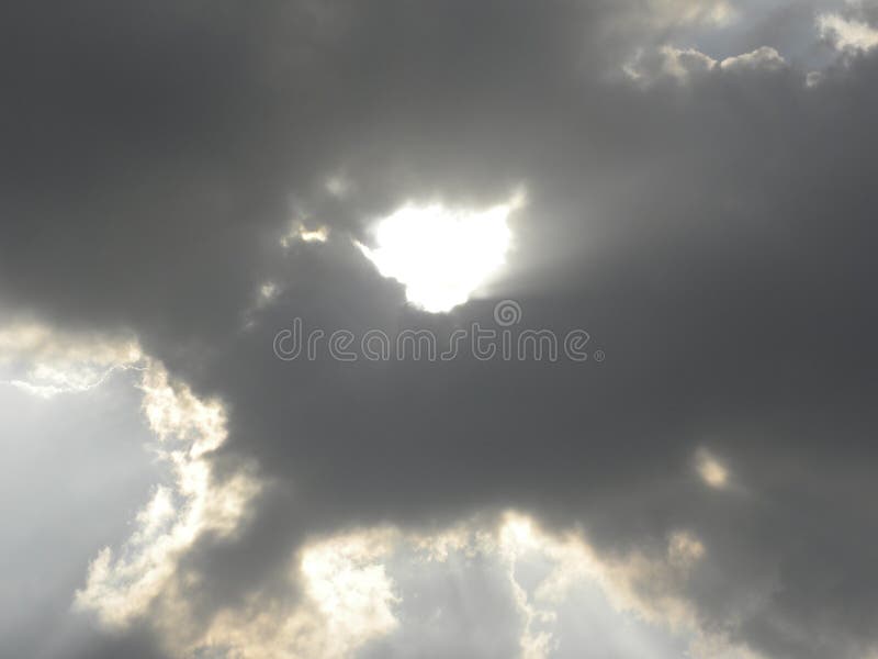 Dark Gray Clouds with Sun Rays Stock Image - Image of natural, abstract ...