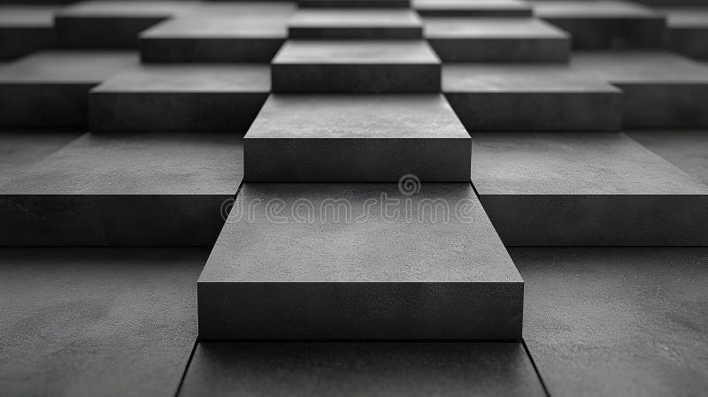 Dark Gray Concrete Blocks Ascending, Studio Background, Geometric ...