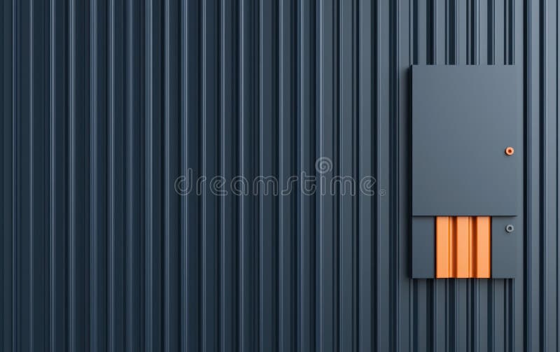 Dark Gray Corrugated Metal Wall with Orange Slotted Box Stock ...