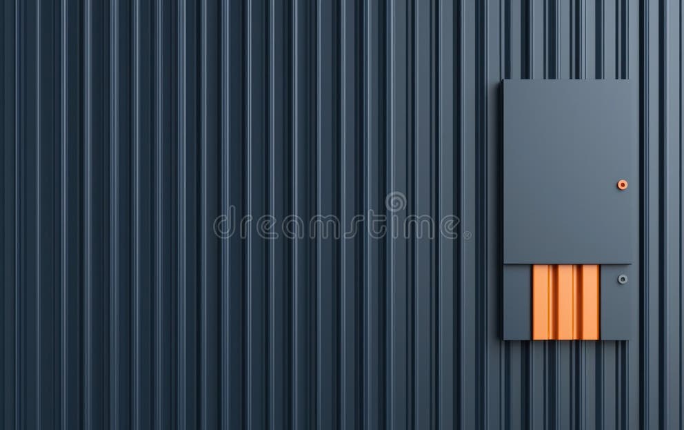 Dark Gray Corrugated Metal Wall with Orange Slotted Box Stock ...
