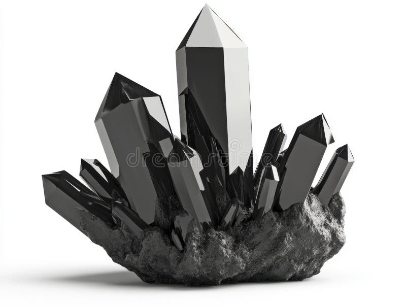 Dark Gray Crystal Cluster on White Background Stock Illustration ...