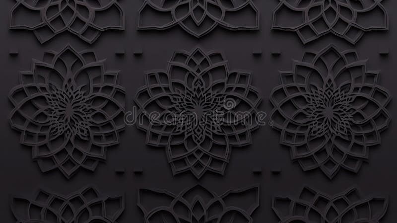 Dark Gray Floral 3D Pattern Background Texture Stock Image - Image of ...