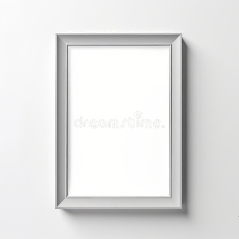 Minimalist Gray Picture Frame Mockup on White Background Stock ...