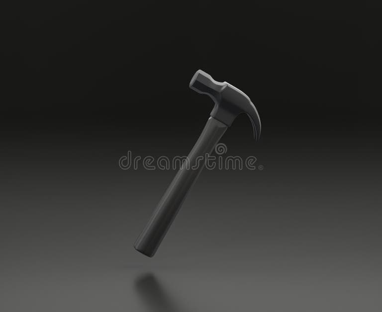 Dark Gray Hammer on Black Background, Single Color Workshop Tool, 3d ...